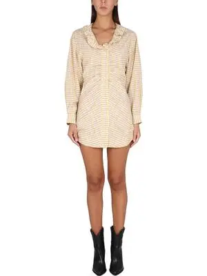 Isabel Marant Étoile Ruffled Plaid Shirt Dress - Yellow