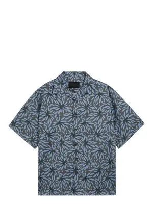 Prada Hematite/black Floral Print Bowling Shirt - Gray