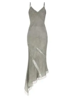 Andamane Rosetta Satin Lace Maxi Dress - Gray