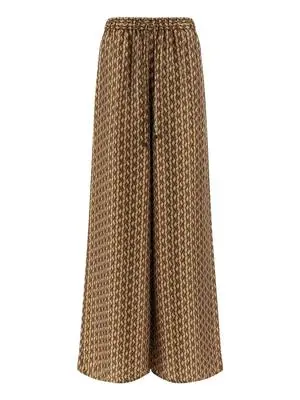Max Mara Printed Silk Twill Pants - Brown