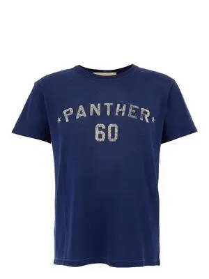 Valentino Garavani Blue Crewneck T-shirt With Logo Lettering On The Rear In Cotton - Multicolor