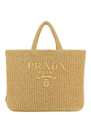 Prada Raffia Shopping Bag - Brown