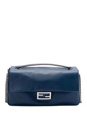 Fendi Leather Baguette Shoulder Bag - Blue