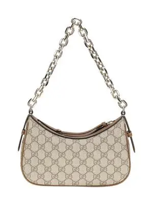 Gucci Small Gg Emblem Shoulder Bag - Cream