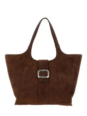 ROGER VIVIER Viv Choc Suede Shopping Bag - Brown