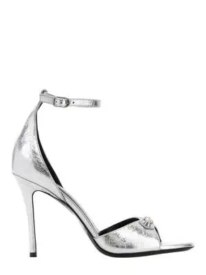 Balenciaga Leather City Up Sandals - Silver