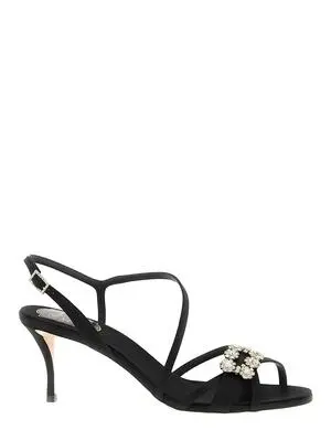 ROGER VIVIER Mini Flower Strass' Sandals - Black