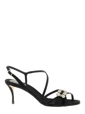 ROGER VIVIER Mini Flower Strass Sandals - Black