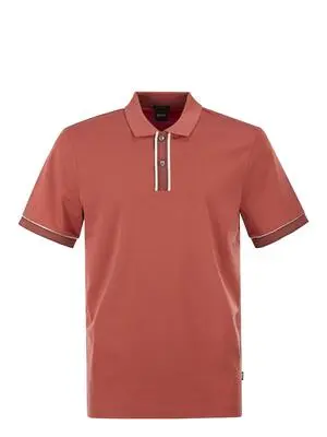BOSS Cotton Polo Shirt With Contrast Placket - Red