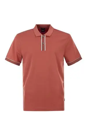 BOSS Cotton Polo Shirt With Contrast Placket - Red