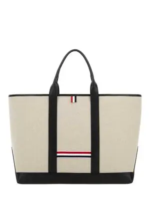 Thom Browne Canvas Medium Rwb-stripe Shopping Bag - Brown
