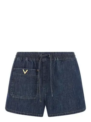 Valentino Garavani Chambray Denim Shorts - Blue