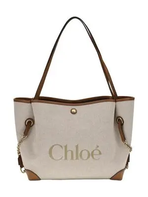 Chloé Clover Tote Bag In Canvas - Cream