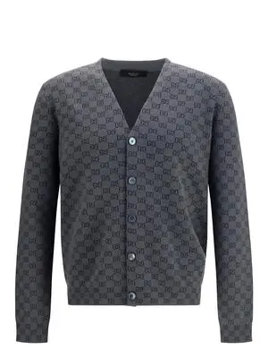 Gucci Silk And Wool Gg Print Cardigan - Gray