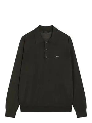 Prada Prada Military Green Combed Wool Polo Shirt Men Green