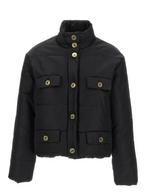 Moschino Padded Logo Button Down Jacket - Black