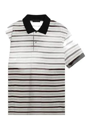 Prada Prada Ivory/Garnet Striped Cotton Polo Shirt Men Cream