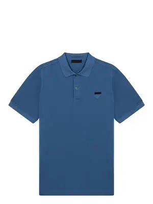 Prada Prada Light Blue Cotton Pique Polo Men Blue