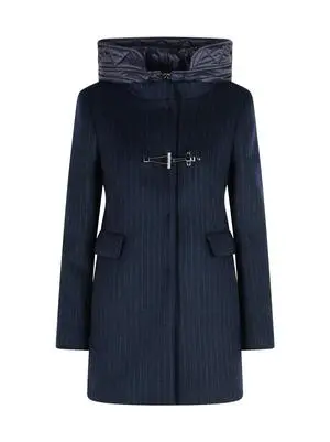 FAY Navy Wool Blend Coat - Blue