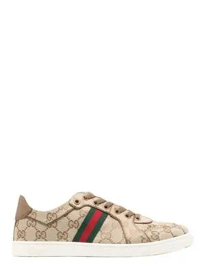 Gucci Monogram Canvas Lace-up Low-top Sneakers - Cream