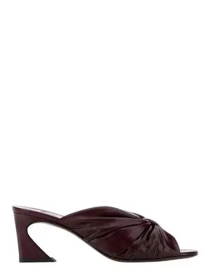 Fendi Fendi Women Burgundy Leather Fendi Arco Mules Red