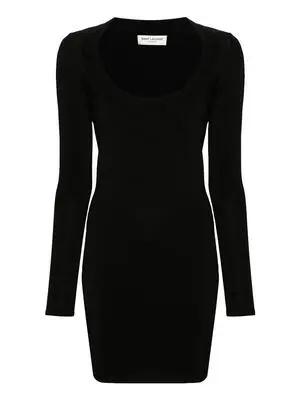 SAINT LAURENT SAINT LAURENT Stretch-Design Fine Knit Ribbed Evening Dress