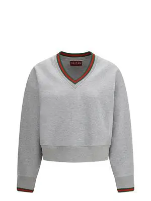 Gucci Web Cotton Jersey Sweatshirt - Gray