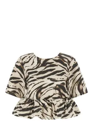 GANNI Zebra Graphic Print Top - Multicolor