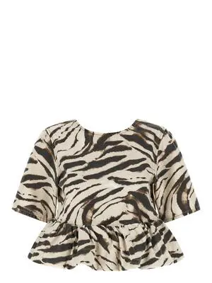 GANNI Zebra Graphic Print Top - Multicolor