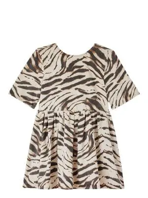 GANNI Zebra Print Cotton Mini Dress - Multicolor