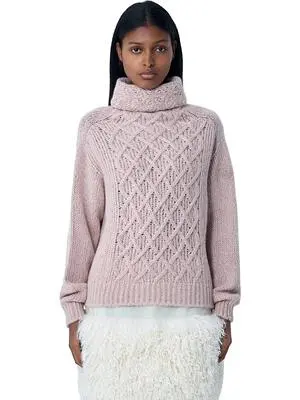 Moncler Wool-blend Cable Knit Sweater - Pink