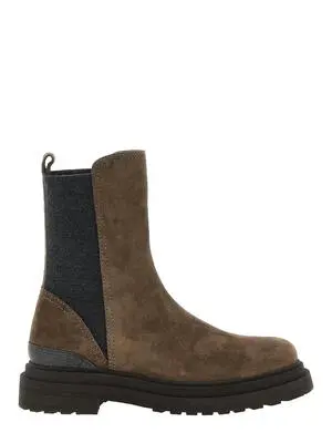 Brunello Cucinelli Precious Detail' Ankle Boots - Brown