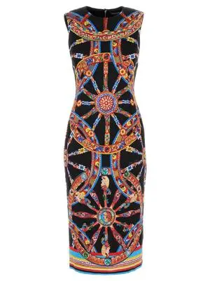 Dolce & Gabbana Printed Satin Dress - Red