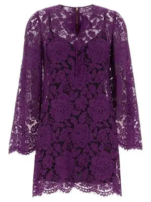 Dolce & Gabbana Lace Dress - Purple
