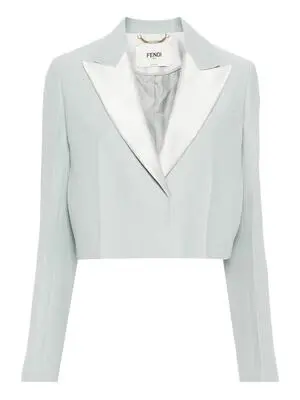 Fendi Wool-silk Blend Cropped Blazer - Blue