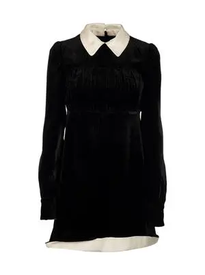 Prada PRADA Velvet Dress With Contrast Collar Multicolor