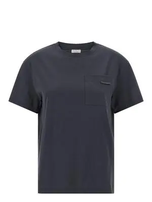 Brunello Cucinelli Shiny Tab T-shirt - Blue