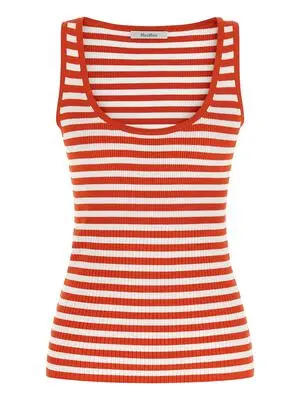 Max Mara Striped Technical Yarn Tank Top - Red