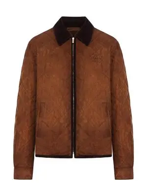 Miu Miu Suede Jacket With Velvet Collar - Multicolor