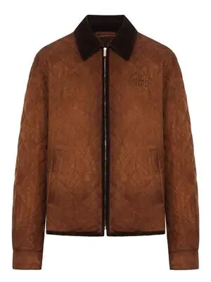 Miu Miu Suede Jacket With Velvet Collar - Multicolor