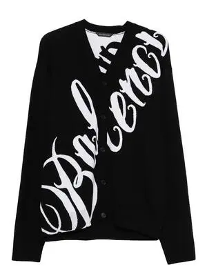Balenciaga Logo Lettering Cardigan - Black