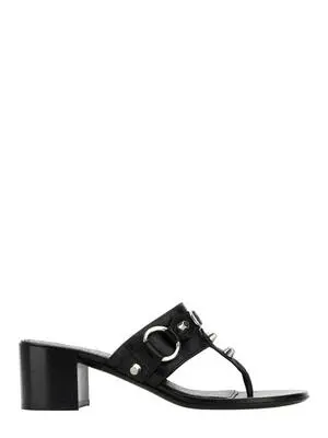 Balenciaga Leather City Thong Mules - Black