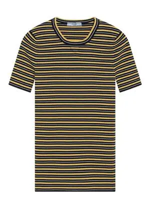 Prada Striped Stretch Cotton T-shirt - Blue