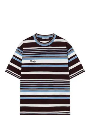 Prada Amaranth And Light Blue Striped Cotton T-shirt - Multicolor