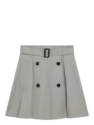 Burberry Trench Mini Skirt In Gabardine - Cream