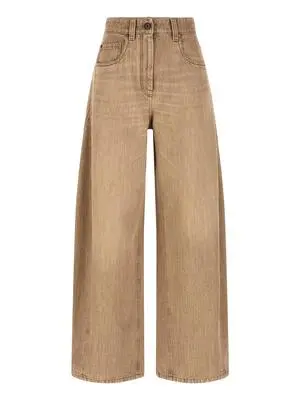 Brunello Cucinelli Wide Leg Denim Jeans - Cream