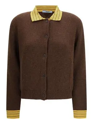 Prada Collared Button-fastening Sweater - Brown