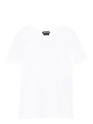 TOM FORD Cotton T-shirt With Tf Logo Embroidery - White
