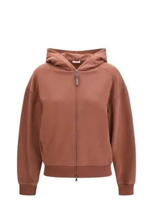Brunello Cucinelli Hooded Smooth Cotton Sweatshirt - Brown
