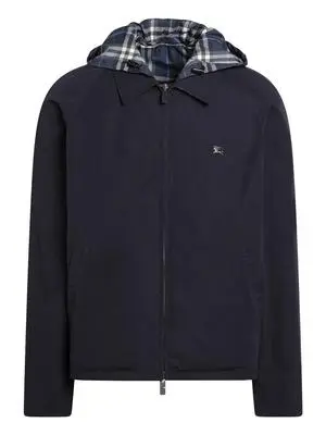 Burberry Checked Hooded Windbreaker - Blue